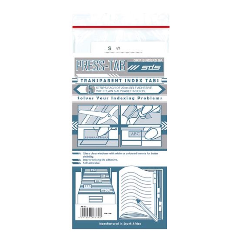 SDS Press-Tab Transparent Index Tabs (white) | Programit (Pty) Ltd
